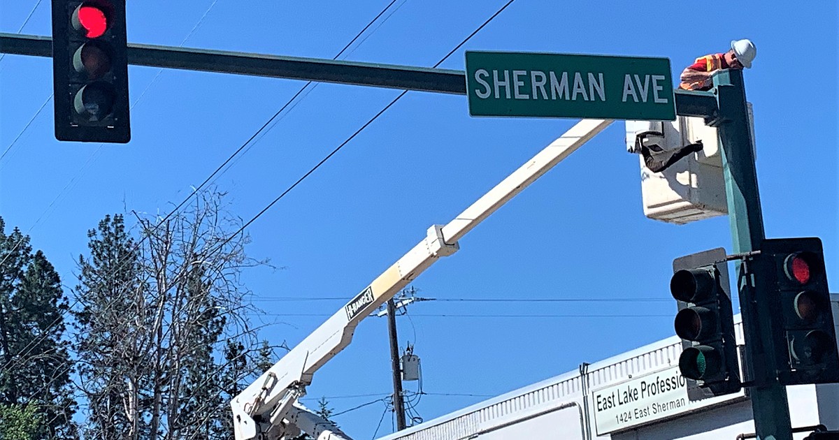 City installing overhead detection systems on Sherman Avenue | Coeur d ...