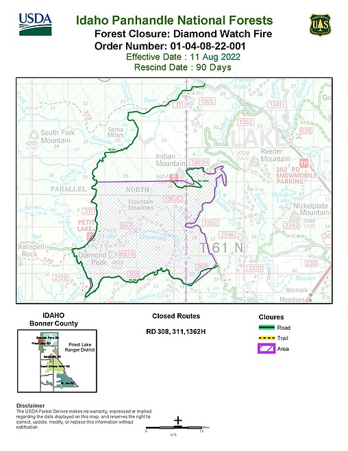 Road closed near Diamond Watch Fire | Bonner County Daily Bee