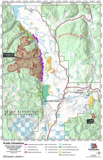 Kootenai River Complex Fire update Sept. 20 | Bonners Ferry Herald