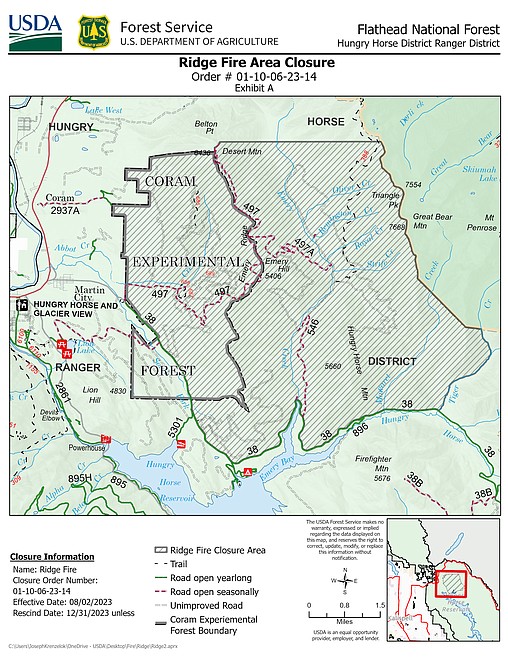 Ridge Fire near Martin City, Hungry Horse, more than 600 acres. Area ...