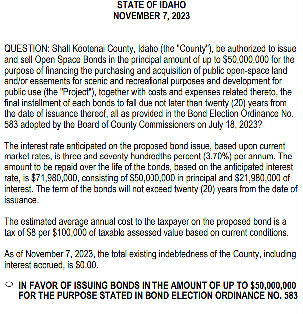 $50 million open space bond on ballot | Coeur d'Alene Press