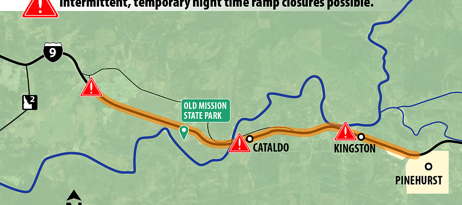 Lane closures on I-90 between Cataldo, Pinehurst to begin Thursday ...