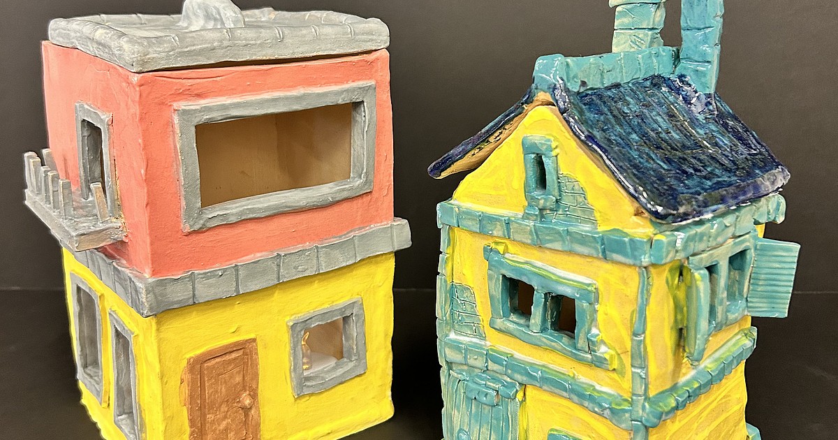 Student Art: ‘Modern Villa’ by Banks Miller and ‘Neon Cottage’ Freya ...