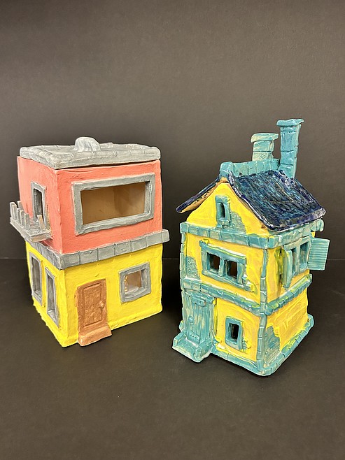Student Art: ‘Modern Villa’ by Banks Miller and ‘Neon Cottage’ Freya ...