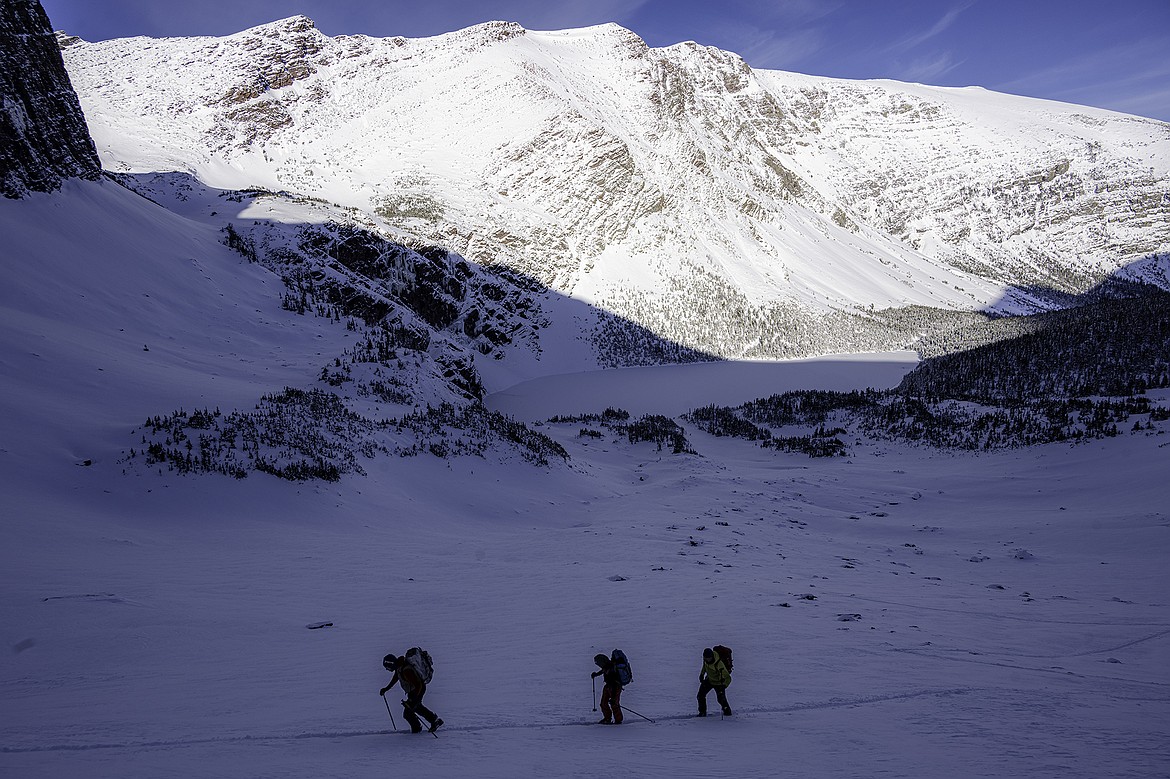 Skiing the desolate slopes of Glacier National Park's Otokomi Lake ...