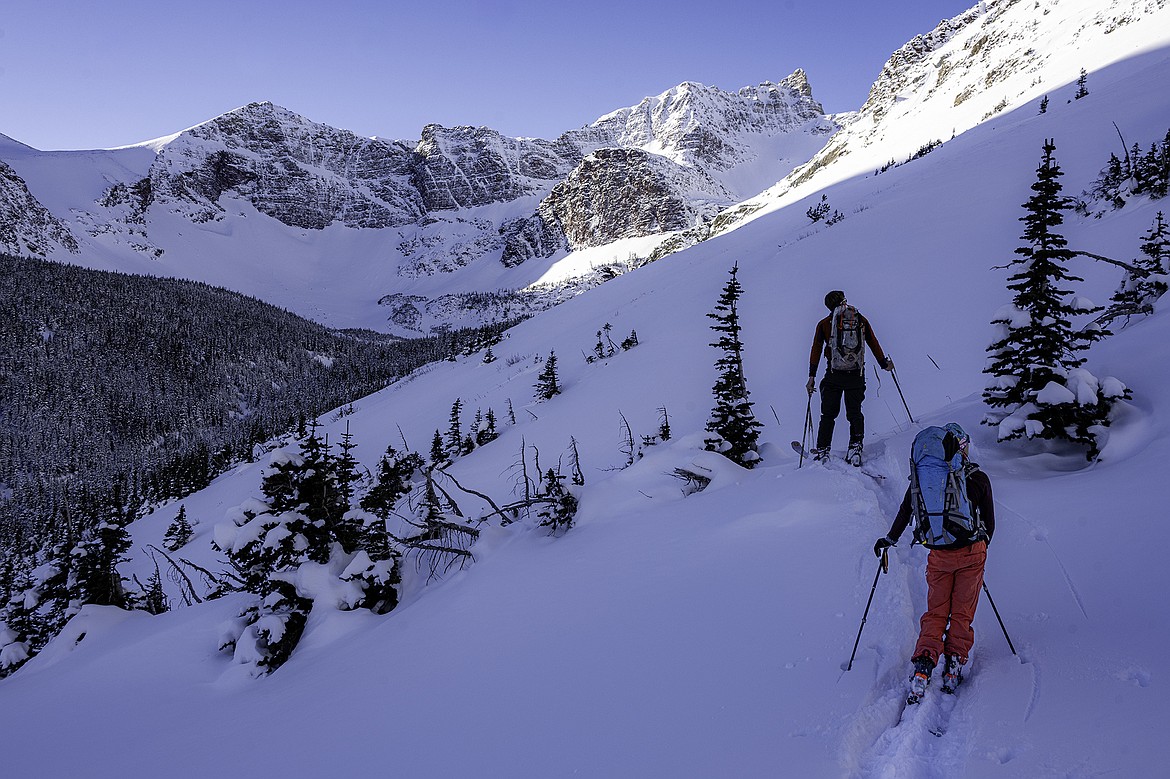 Skiing the desolate slopes of Glacier National Park's Otokomi Lake ...