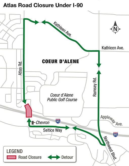 Portion of Atlas Road expected to be closed through Friday | Hagadone ...